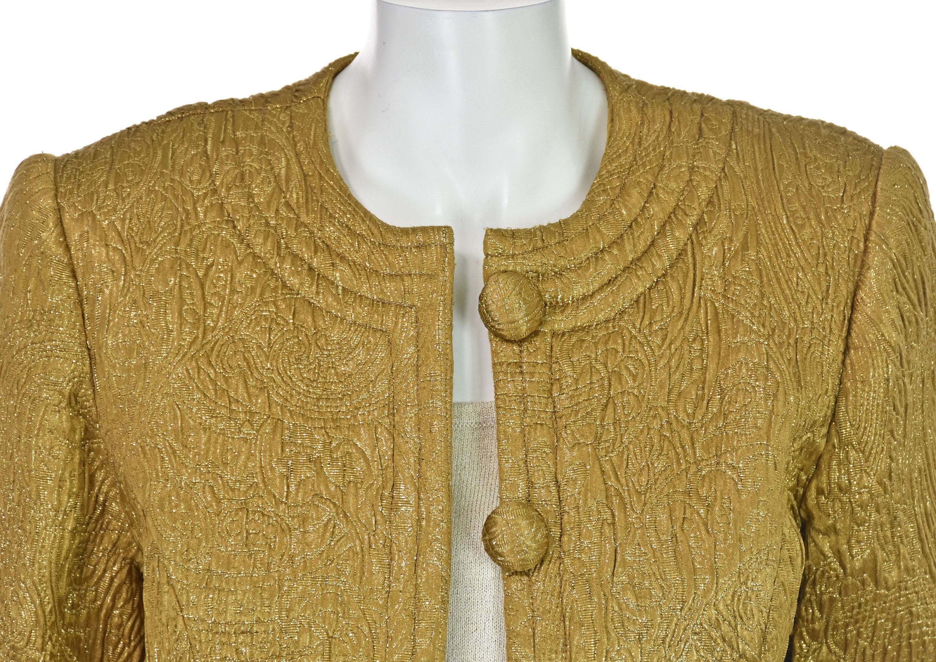 Vintage 80's Glamorous Gold Jacquard Evening Suit by Stanley Platos ...
