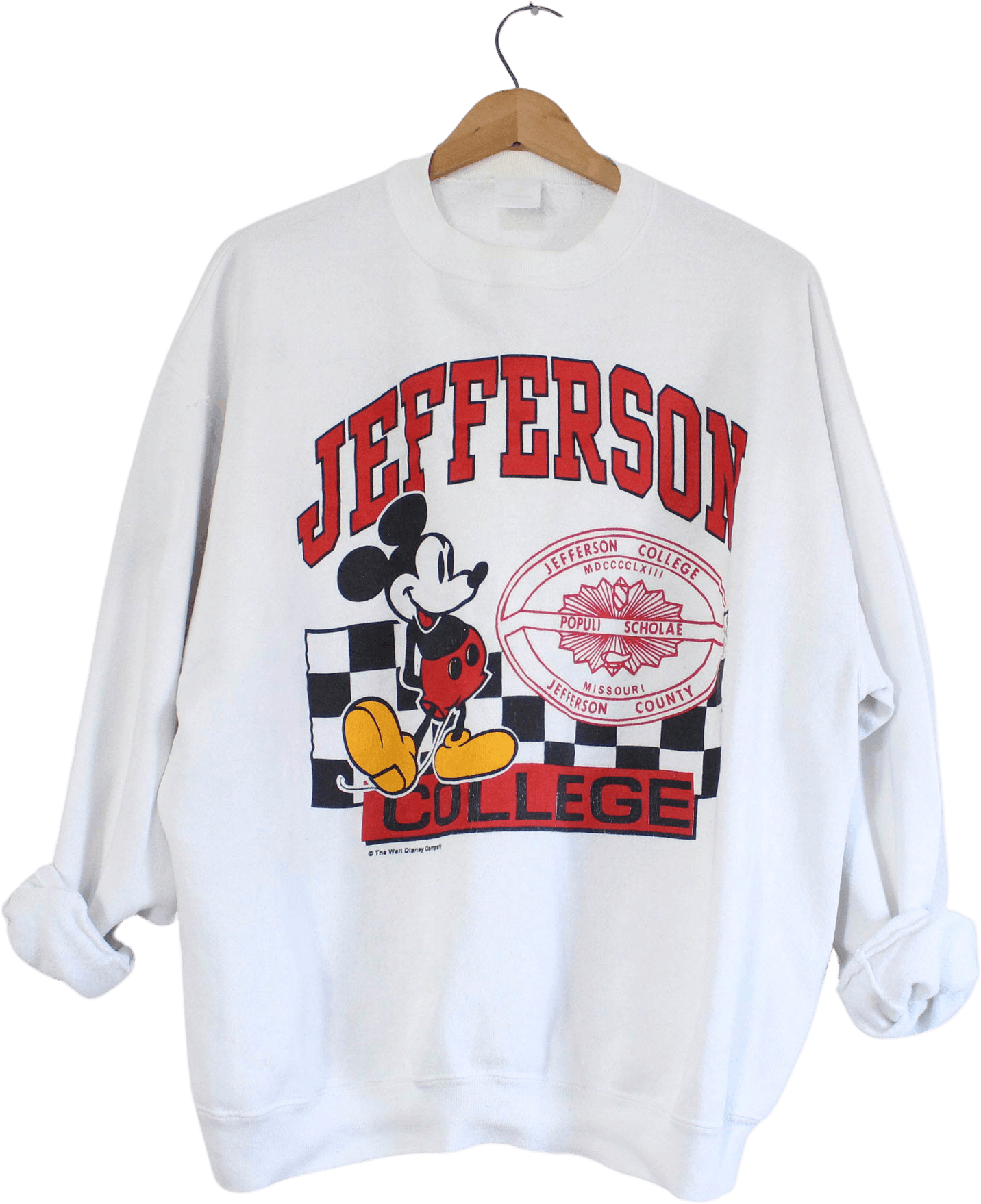 Vintage White Jefferson College Mickey Mouse Cotton Sweatshirt by ...