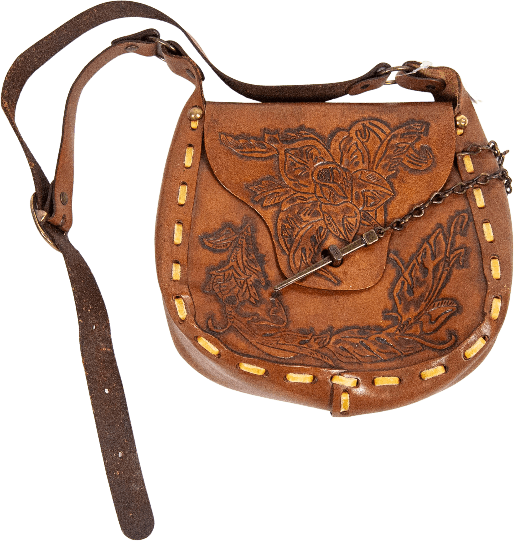 Vintage 70's Hand Tooled Floral Shoulder Bag | Shop THRILLING