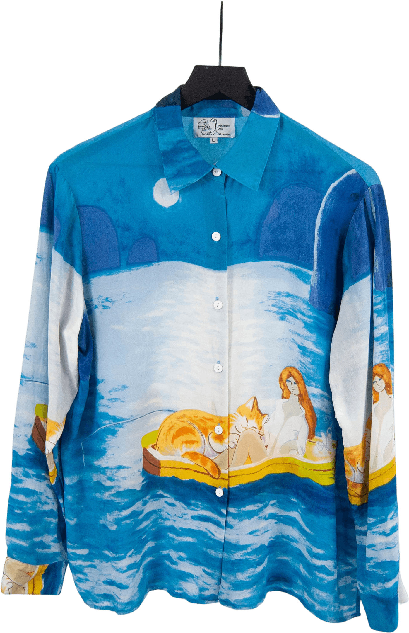 Vintage 00's Silk Watercolor Long Sleeve Blouse by Michael Leu | Shop ...