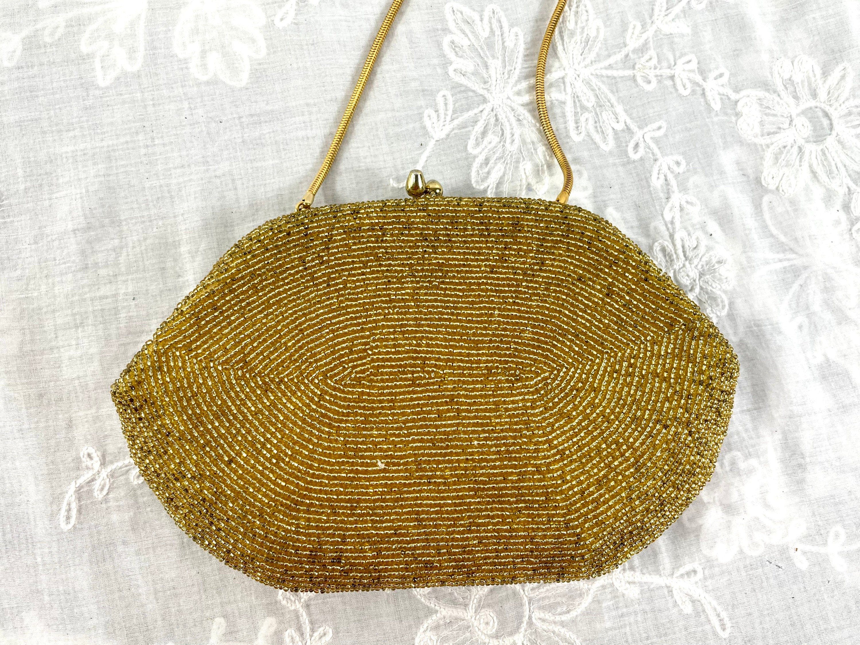Vintage Gold Bugle Beaded Floral Handbag | Shop THRILLING