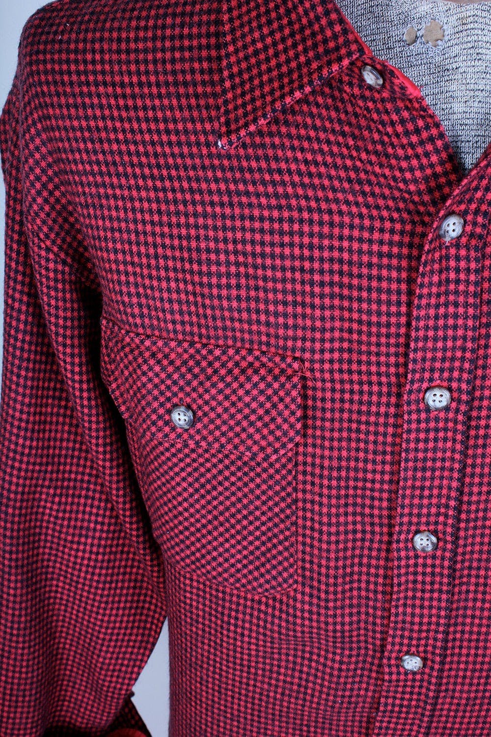 Vintage 80’s Red and Black Micro Plaid Men's Shirt | Shop THRILLING