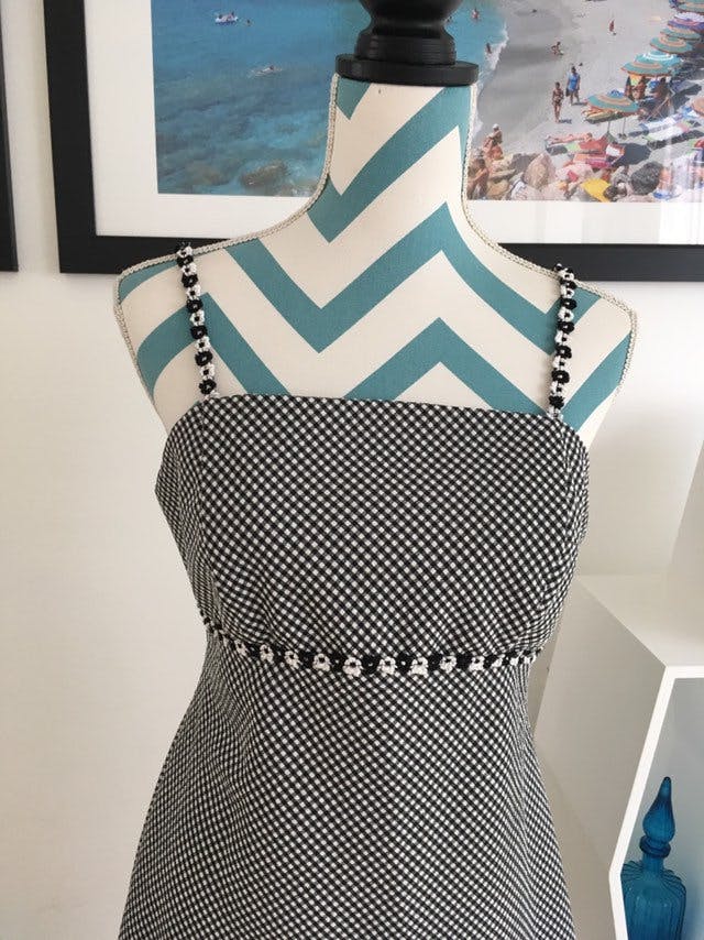 Vintage 90’s Black and White Gingham Plaid Shift Dress by Mark Farrel ...