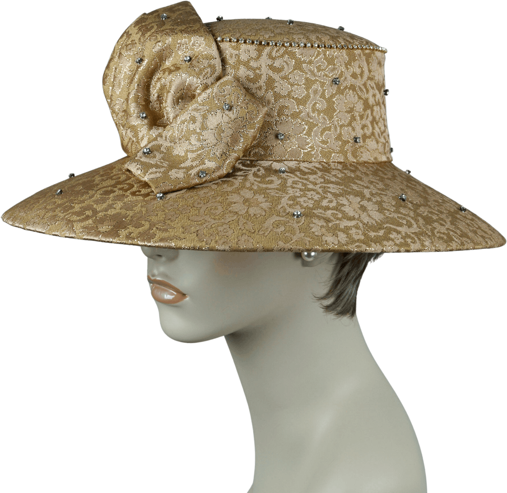 Vintage Gold Wide Brim Rhinestone Hat by Ben Marc | Shop THRILLING