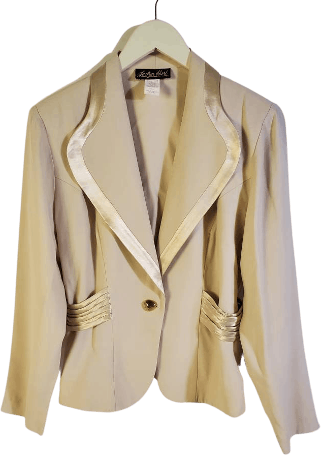 Vintage 90’s Beige Satin Trim Blazer by Jaclyn Hart | Shop THRILLING