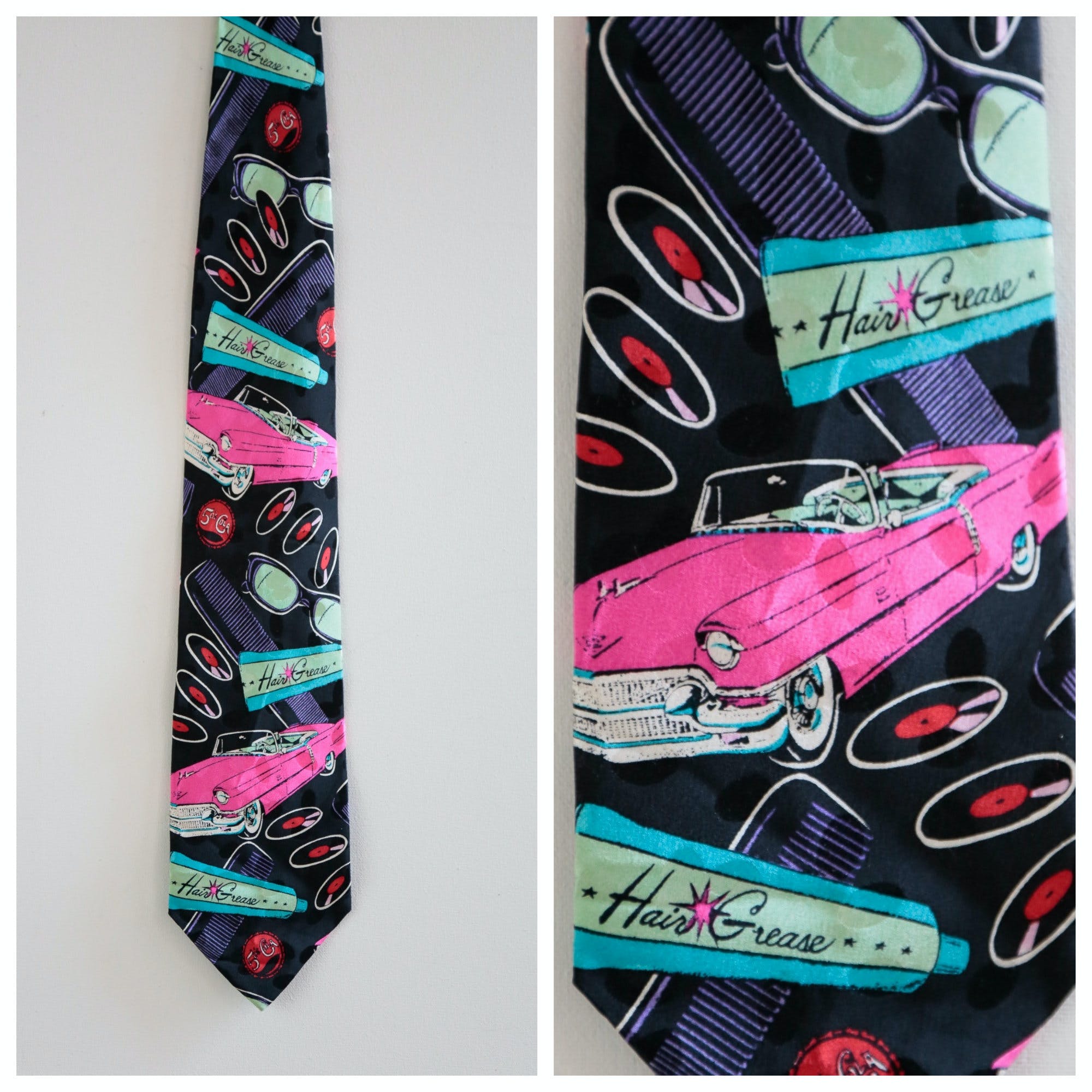 Vintage 50's Neon Pink Cadillac Necktie | Shop THRILLING