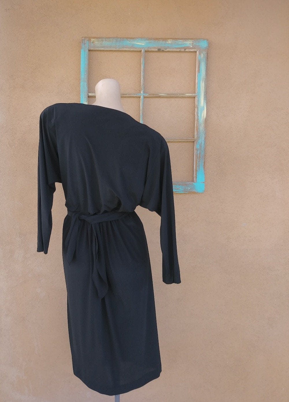 Vintage 80's Black Bat Wing Wrap Dress by Rimini | Shop THRILLING