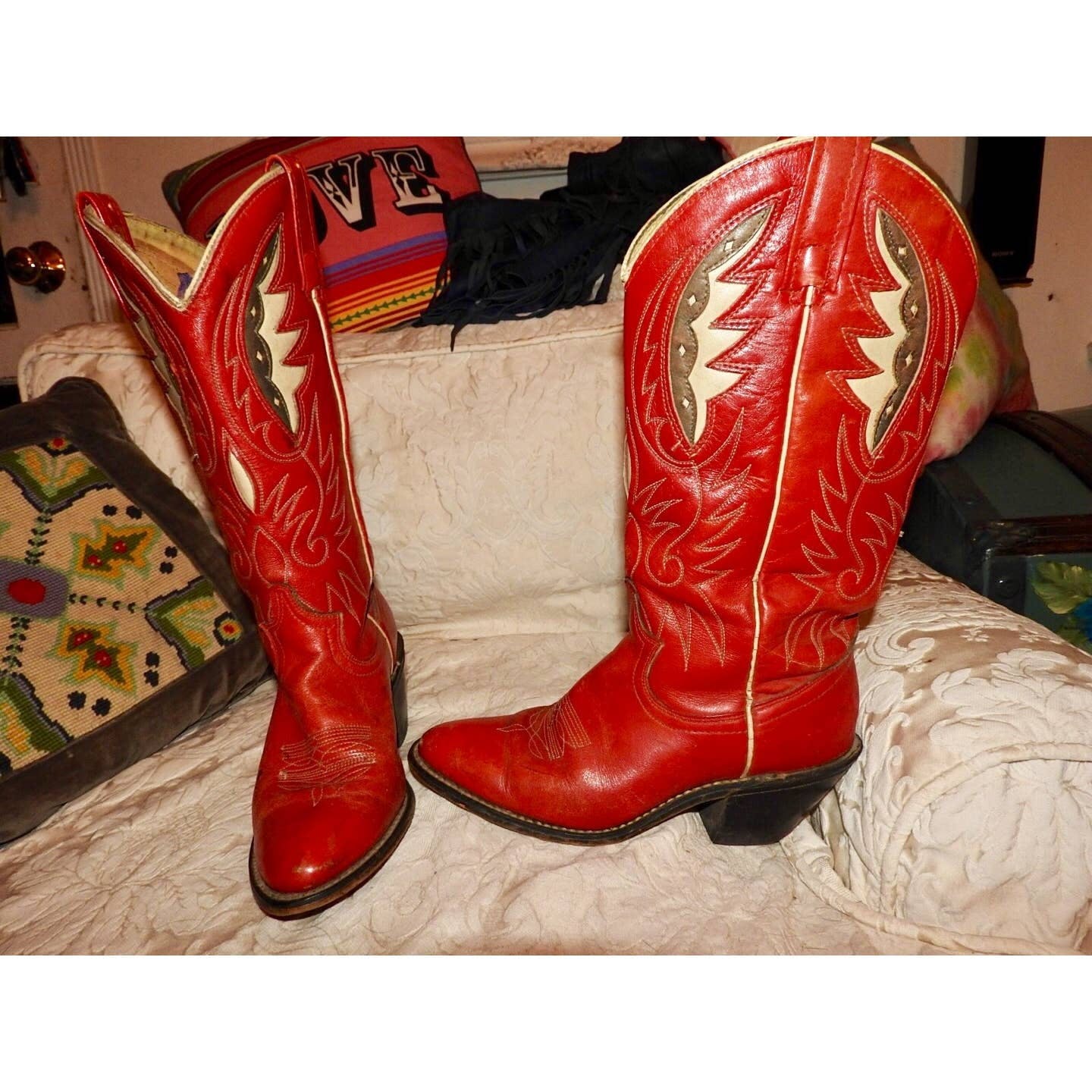 Vintage Red Leather Cowboy Boots by Acme | Shop THRILLING