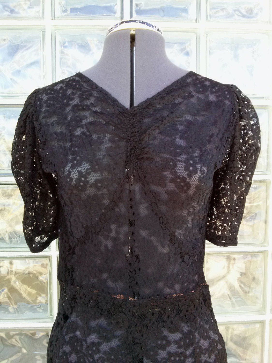 Vintage 30’s Black Lace Maxi Dress Evening Gown | Shop THRILLING
