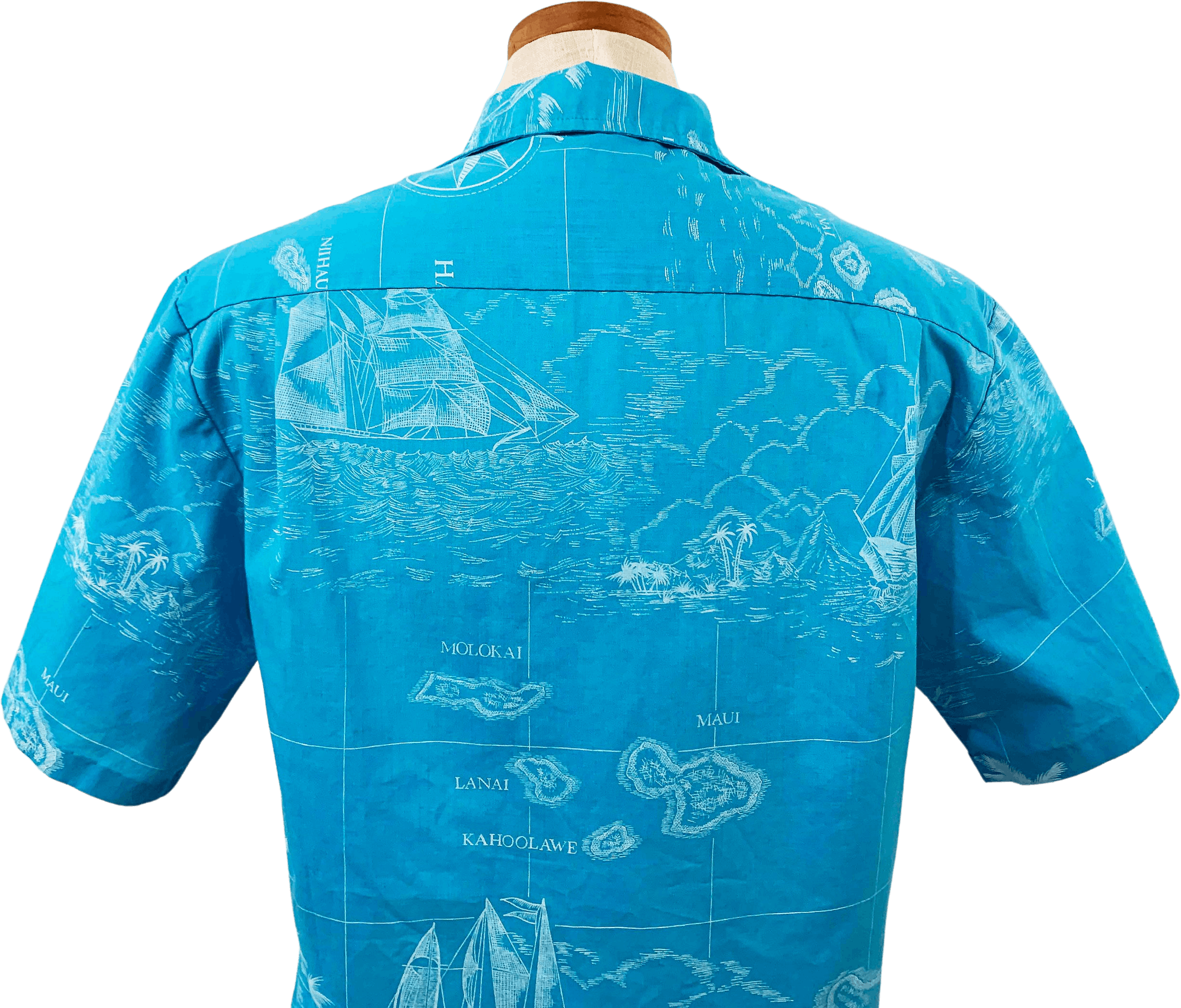 Vintage Blue and White Map Print Short Sleeve Button Up by Helena's ...