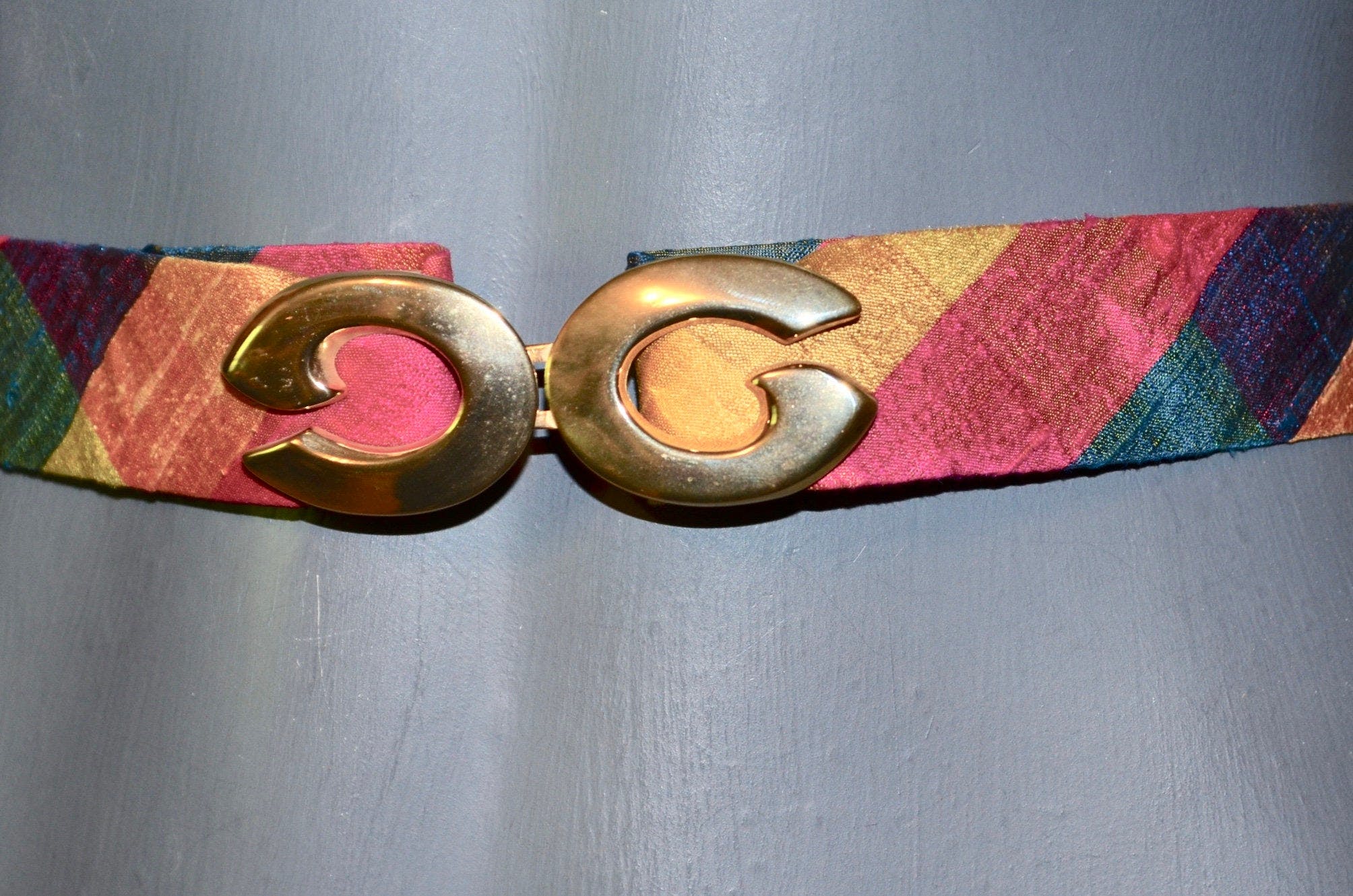 Vintage 80’s/90’s Silk Plaid Neon Belt | Shop THRILLING