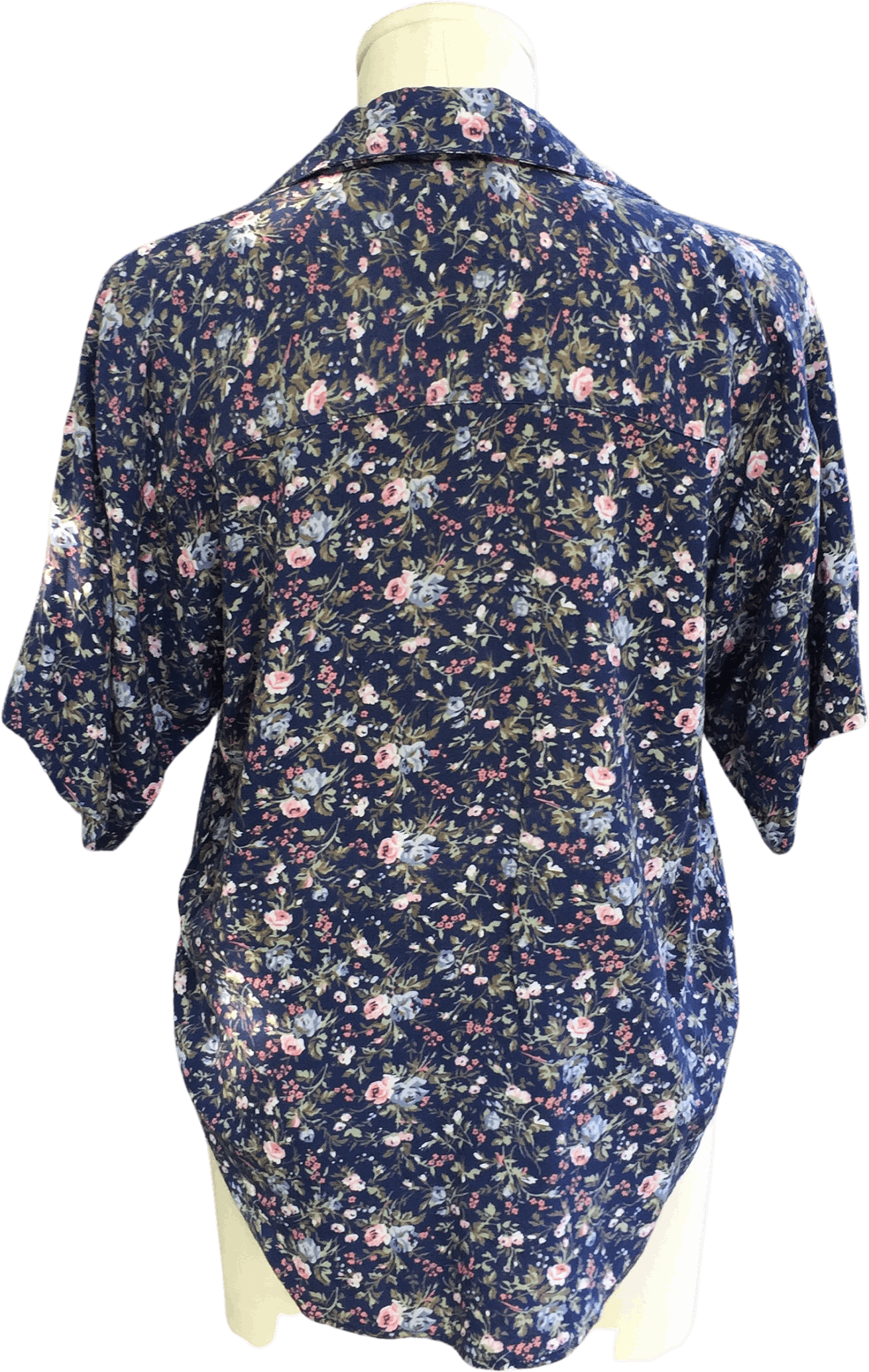 Vintage 90’s Navy Blue Floral Short Sleeve Button Up | Shop THRILLING