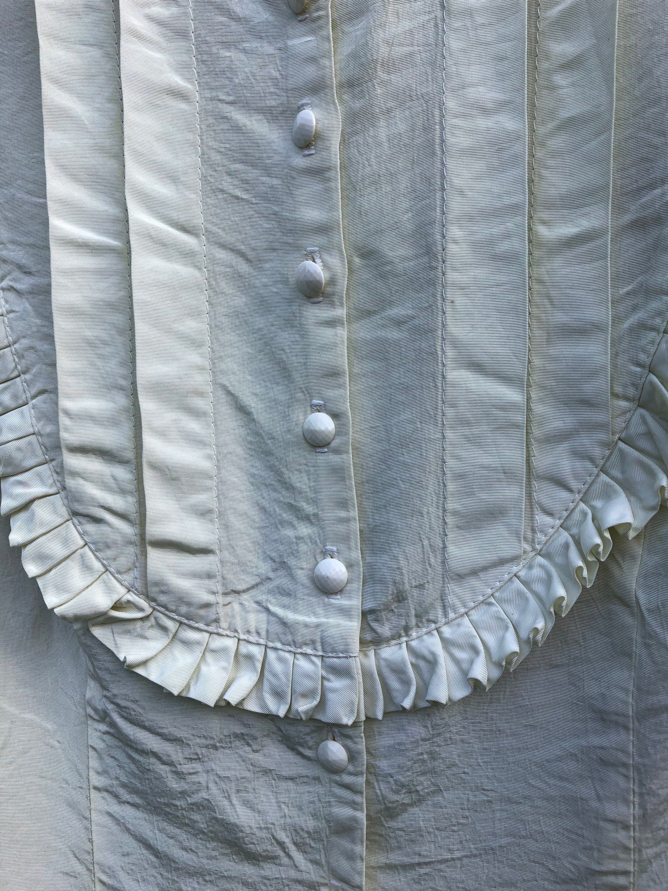 Vintage 70's White Ruffled Bib and Puff Sleeve Blouse by Gunne Sax ...