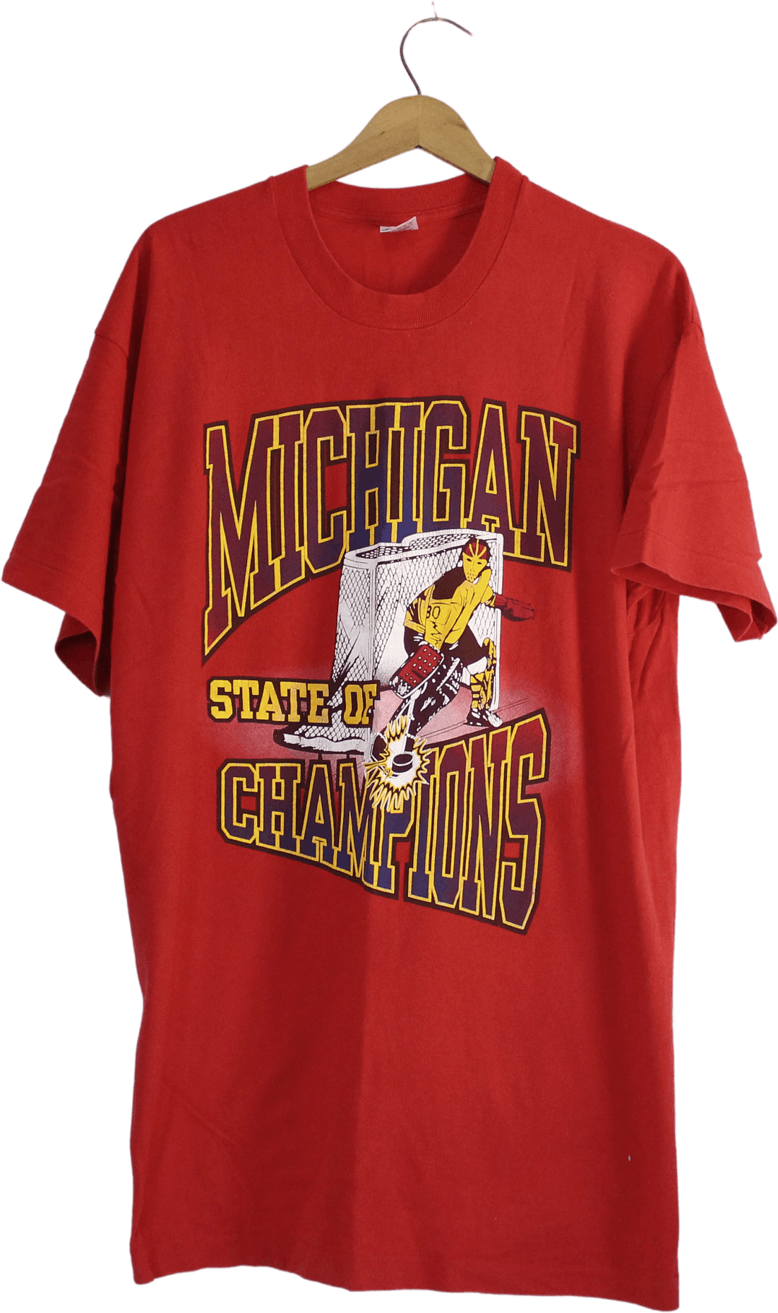 Vintage Red Michigan State Of Champions Hockey Graphic T-Shirt by Fruit ...