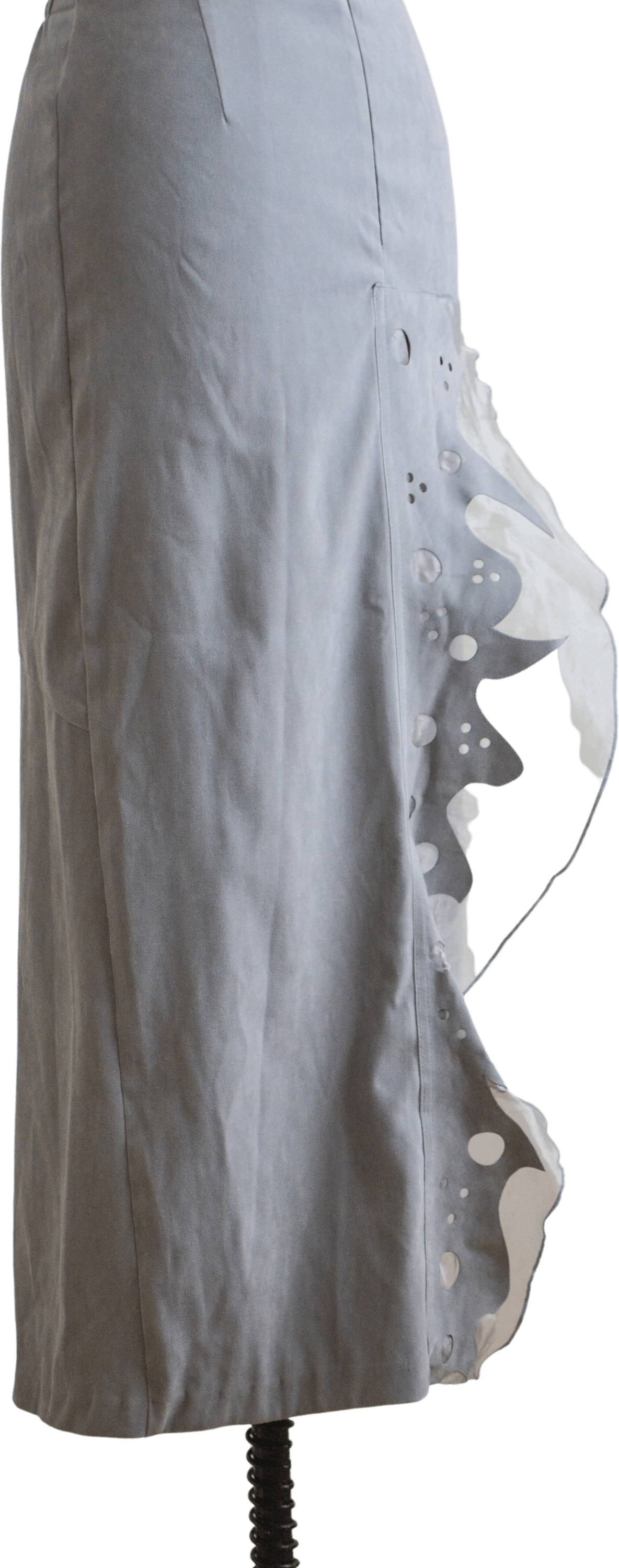 Vintage 80’s Gray Side Eyelet Ruffled Maxi Skirt | Shop THRILLING