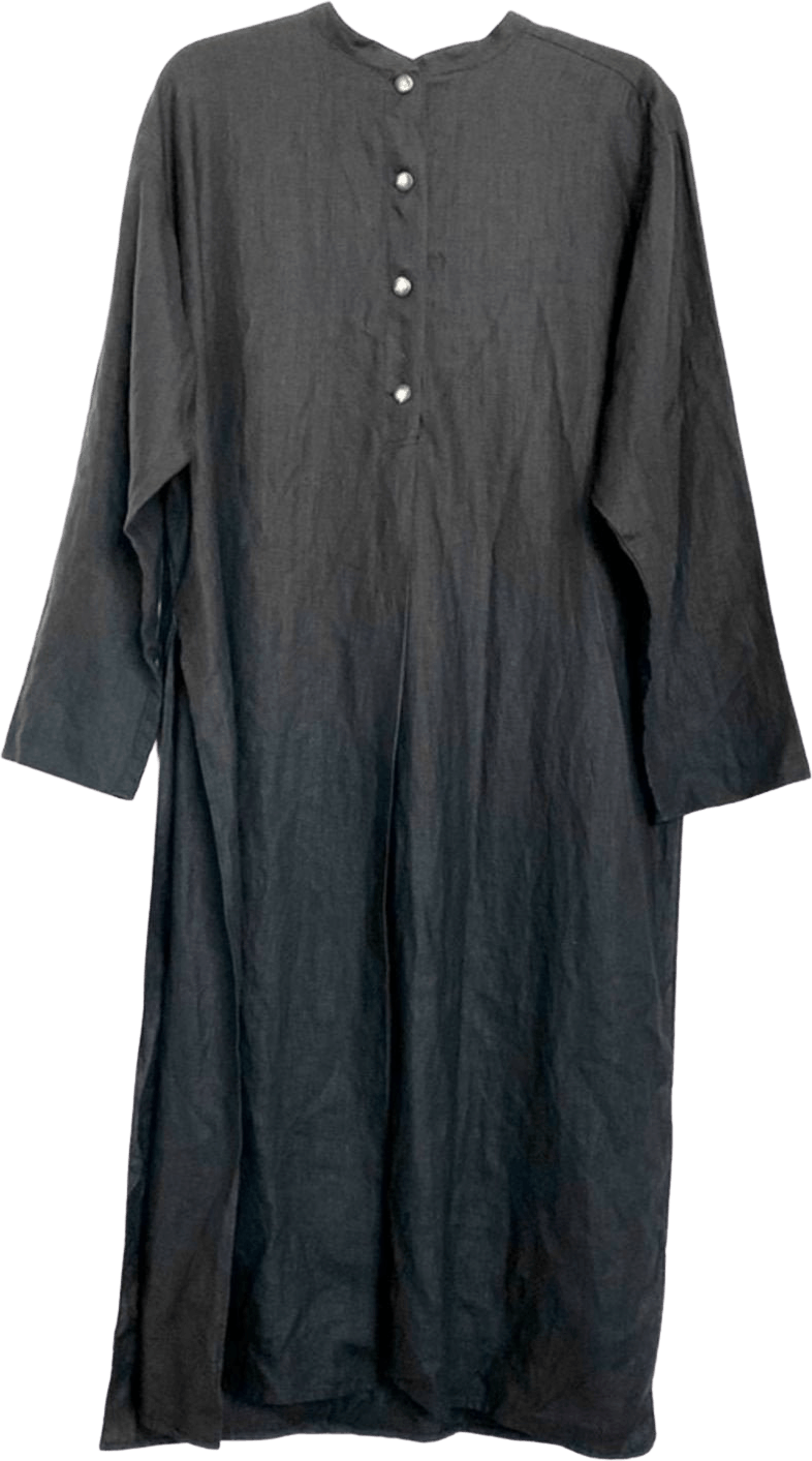 Vintage 90's Black Linen High Slit Tunic | Shop THRILLING