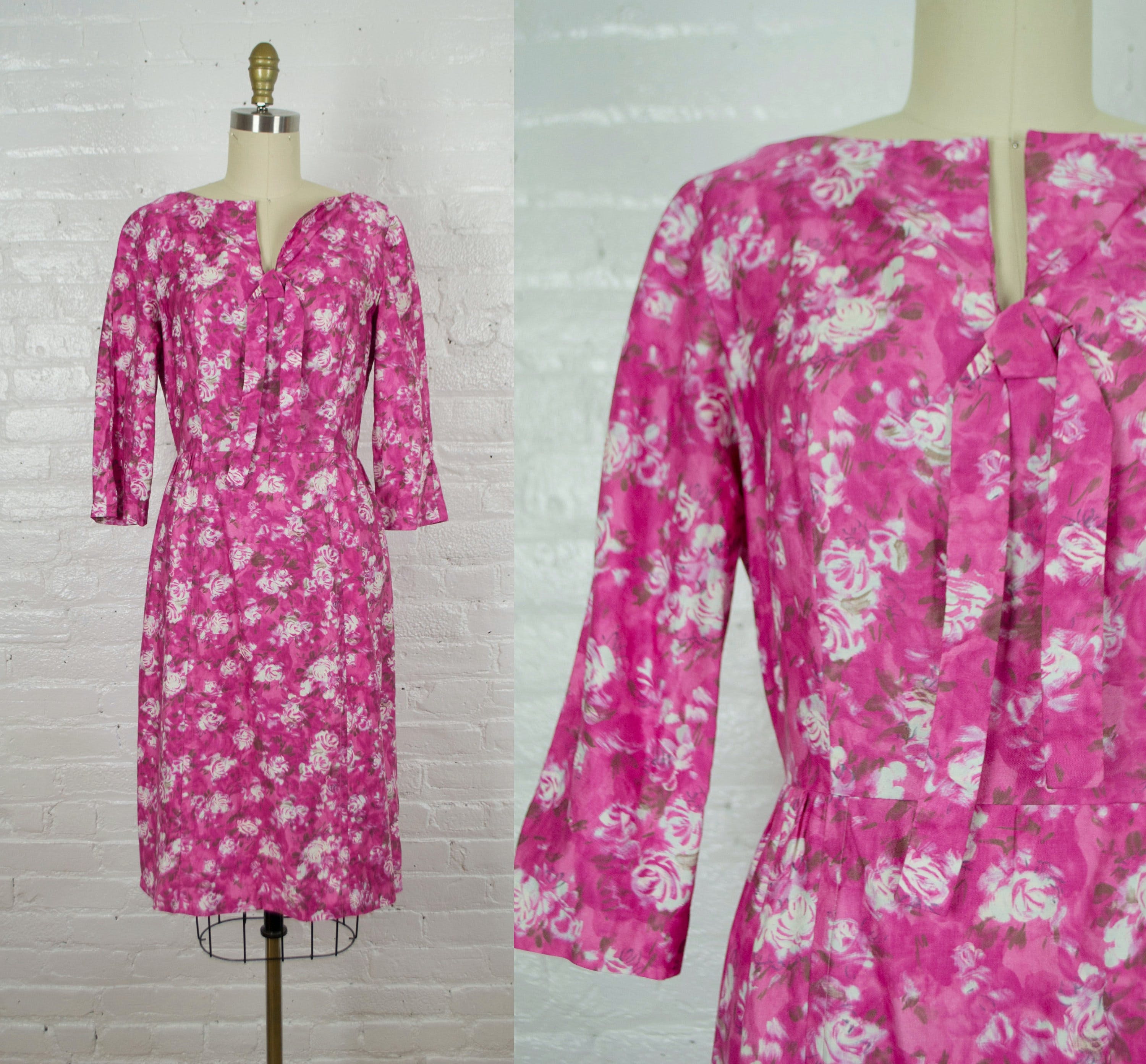 Vintage 50's Pink Floral Pencil Dress | Shop THRILLING