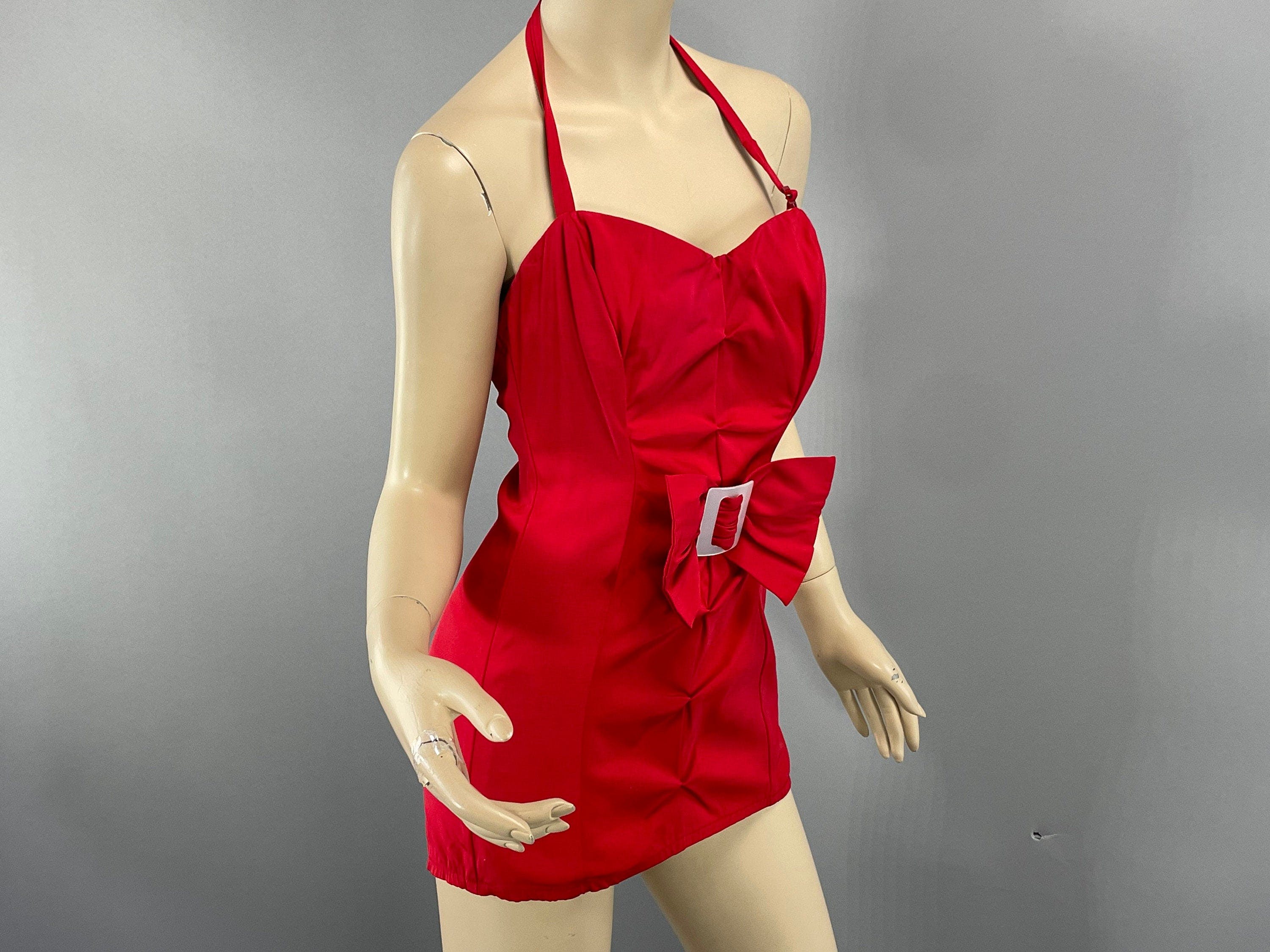 Vintage 50s 50's Red Halter Swimsuit By Control by Swim Togs | Shop ...