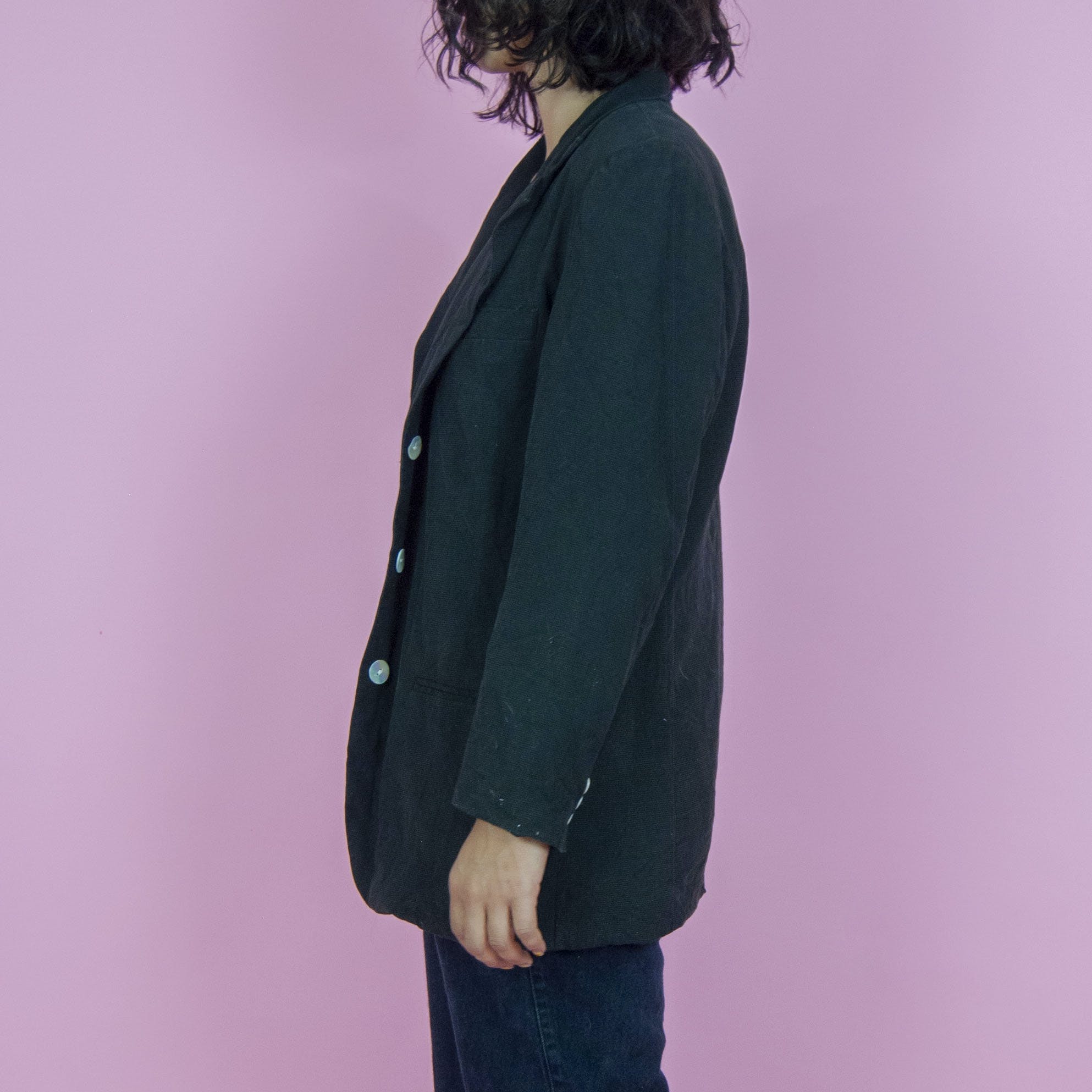 Vintage 90's Black Textured Silk Blazer by Halston | Shop THRILLING