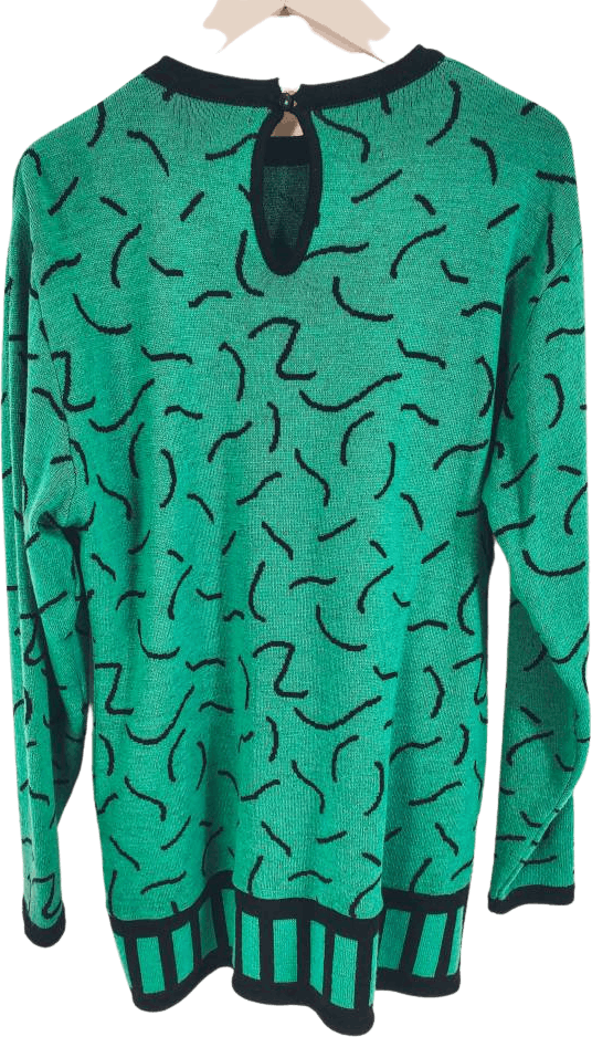 Vintage 90’s Turquoise and Black Wool Sweater | Shop THRILLING