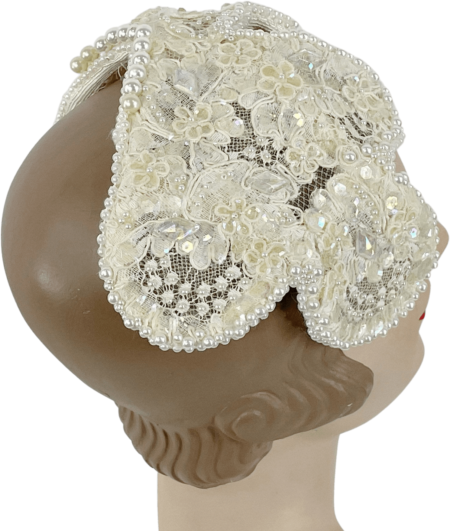 Vintage 50's White Lace and Pearl Beaded Close Cap | Shop THRILLING