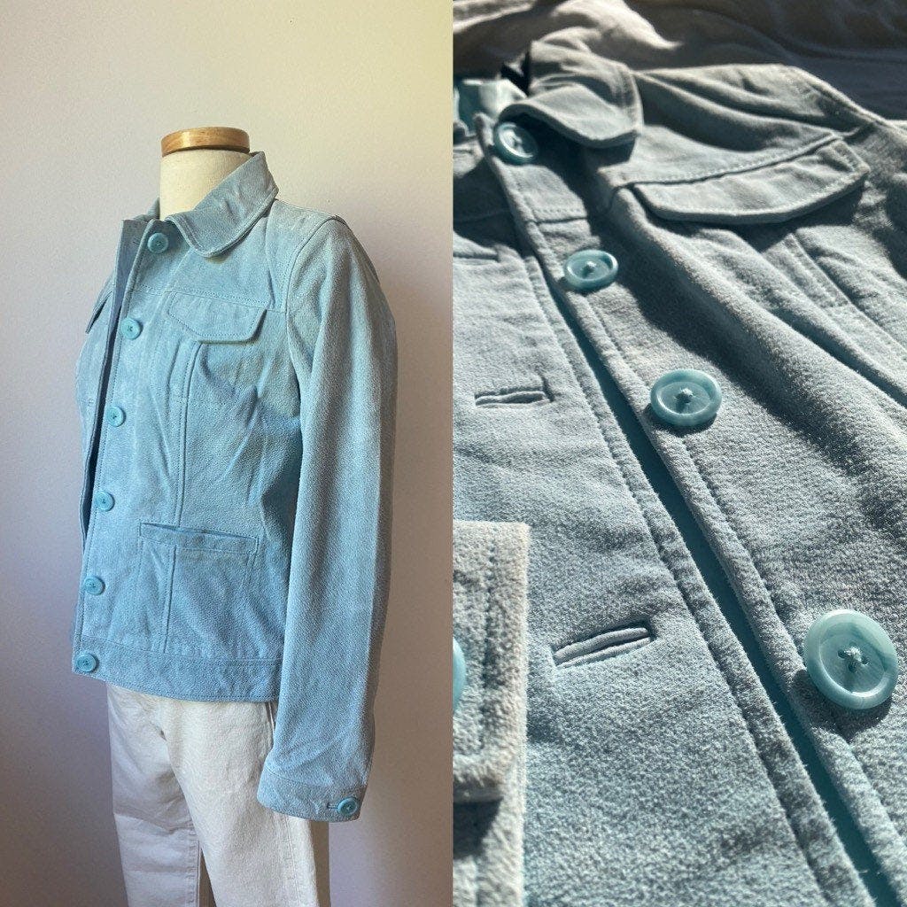 Vintage Baby Blue Suede Jacket | Shop THRILLING