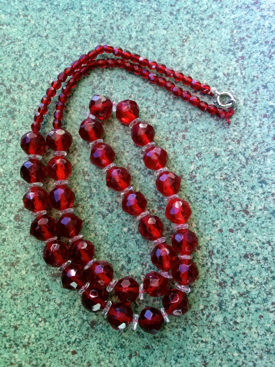 Vintage 30's Red Glass Crystal Necklace | Shop THRILLING