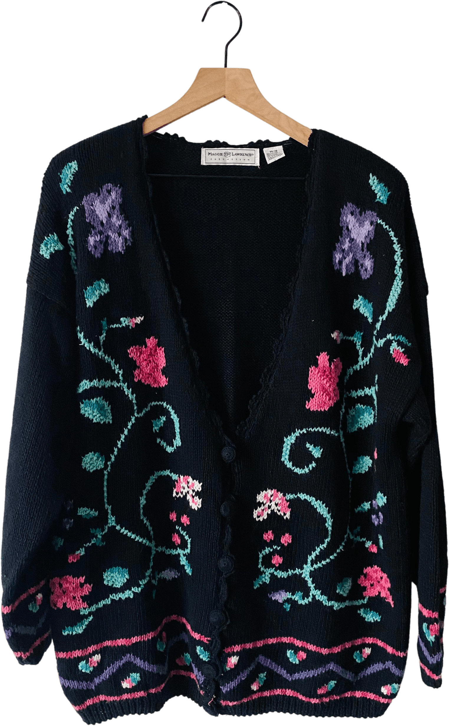 Vintage 90's Black Floral Cardigan by Maggie Lawrence Collection | Shop ...