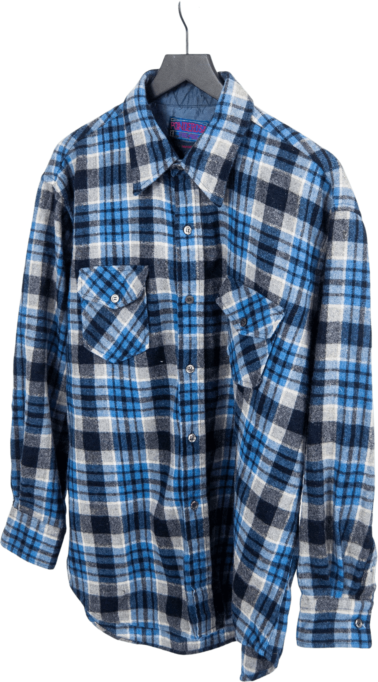 Vintage 80's Blue Wool Flannel with Double Breasted Pockets by ...