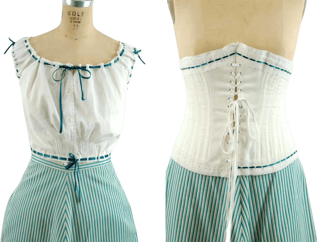 Vintage 80's does Victorian Corset and Bodice Cover Set | Shop THRILLING