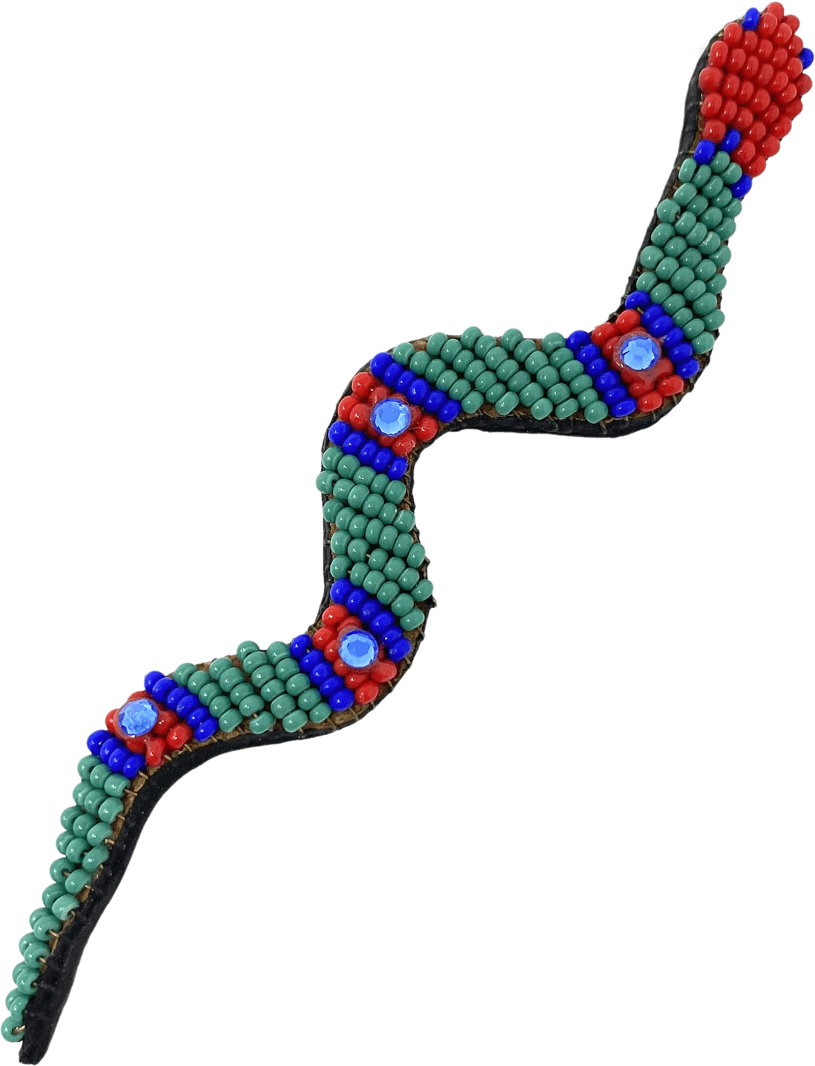 Vintage 90’s Green and Multicolor Beaded Snake Pin by Mary B. Solano ...