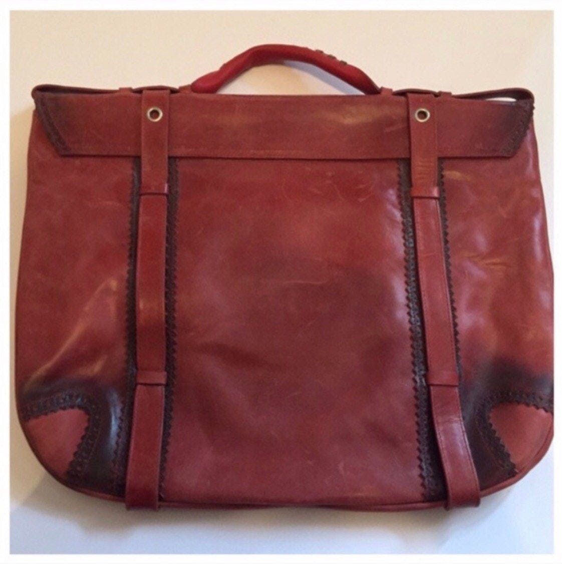 Vintage 90's Red Italian Leather Briefcase Bag by Pollini | Shop THRILLING