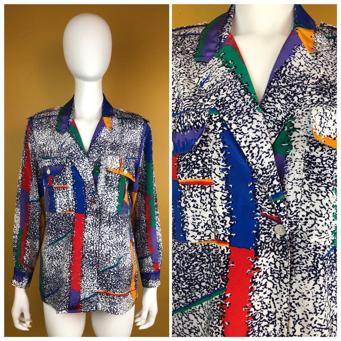 Vintage 80’s Multicolor Abstract Blouse by Stuart Lang | Shop THRILLING