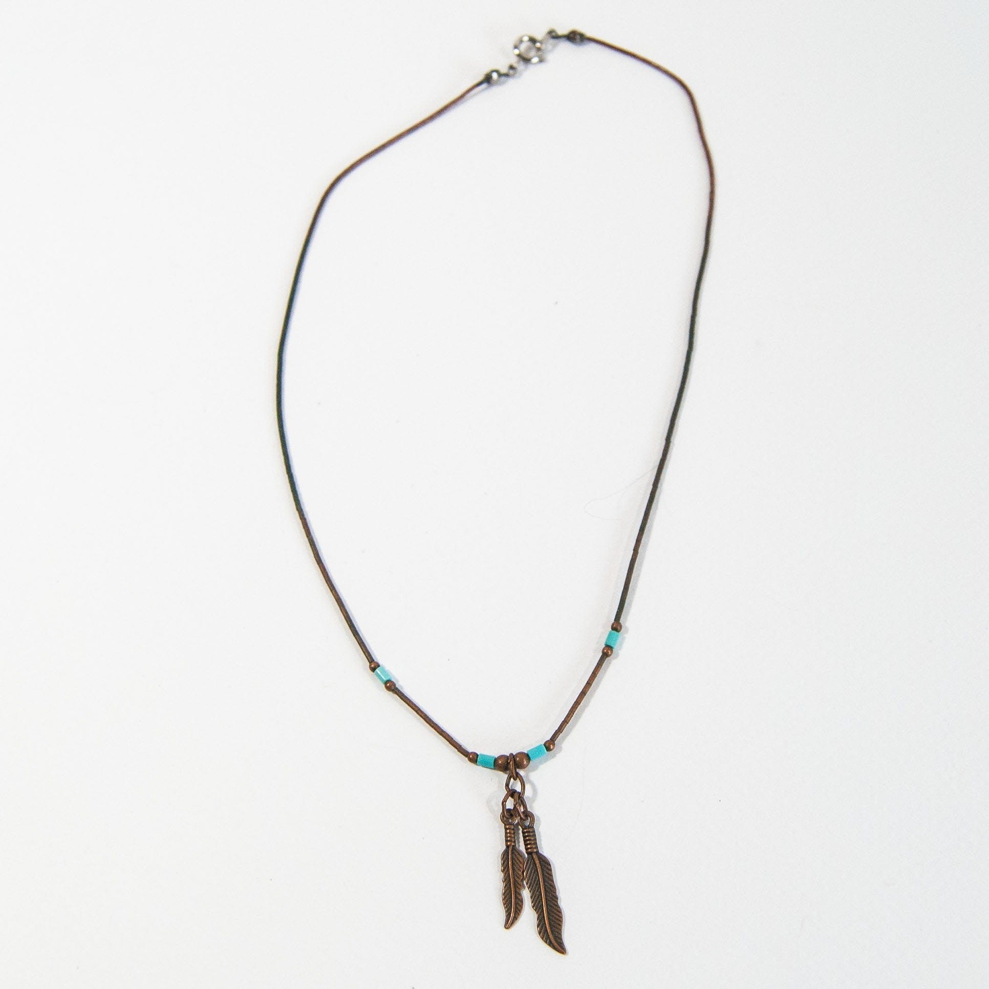 Vintage 90s Copper Native American Feather Necklace | Shop THRILLING