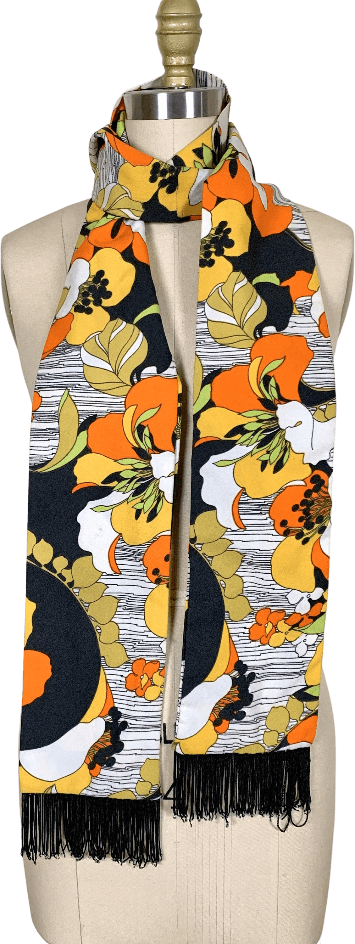 Vintage 60's/70’s Psychedelic Multicolor Scarf with Fringe | Shop THRILLING