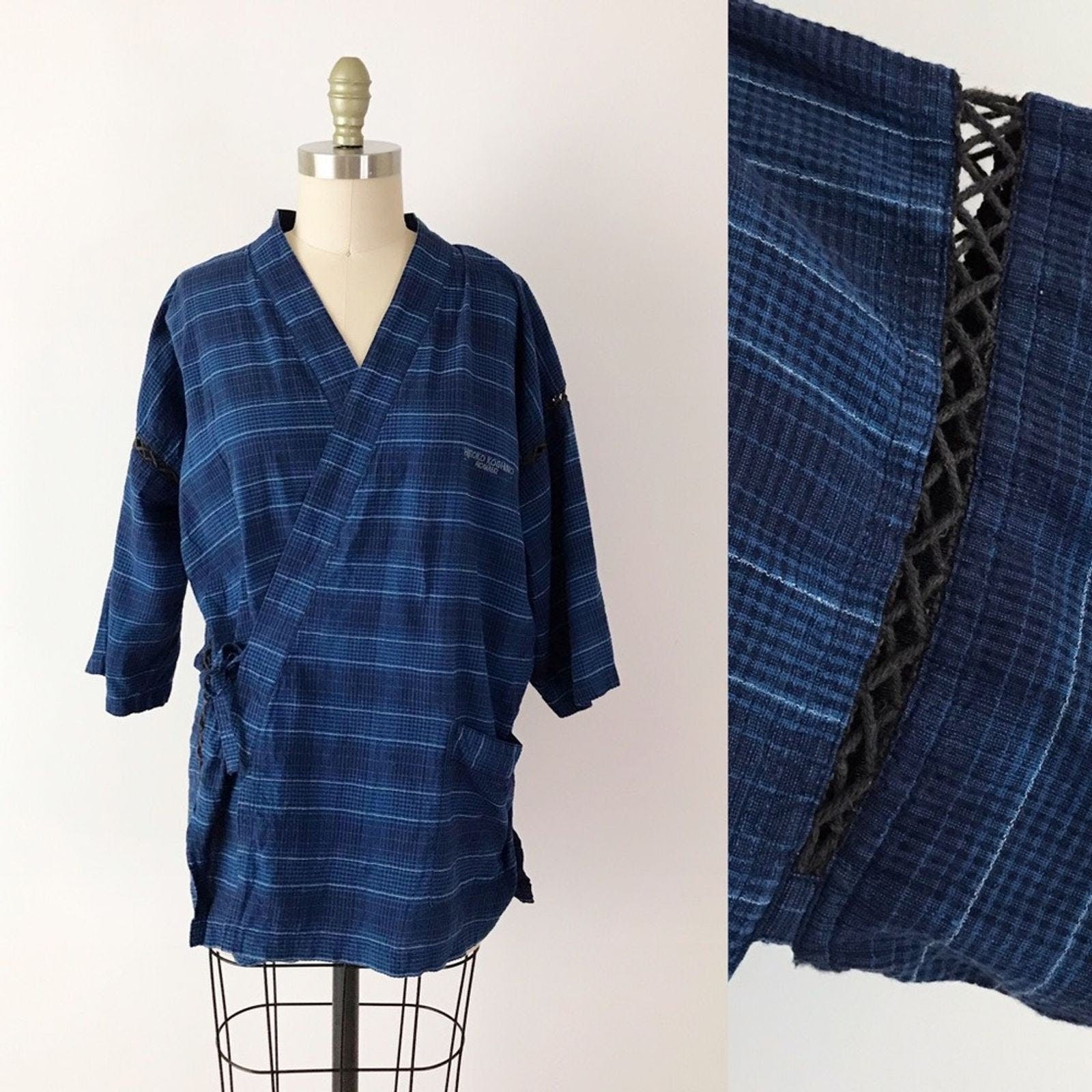 Vintage Blue Plaid Japanese Style Robe by Hiroko Koshino | Shop THRILLING