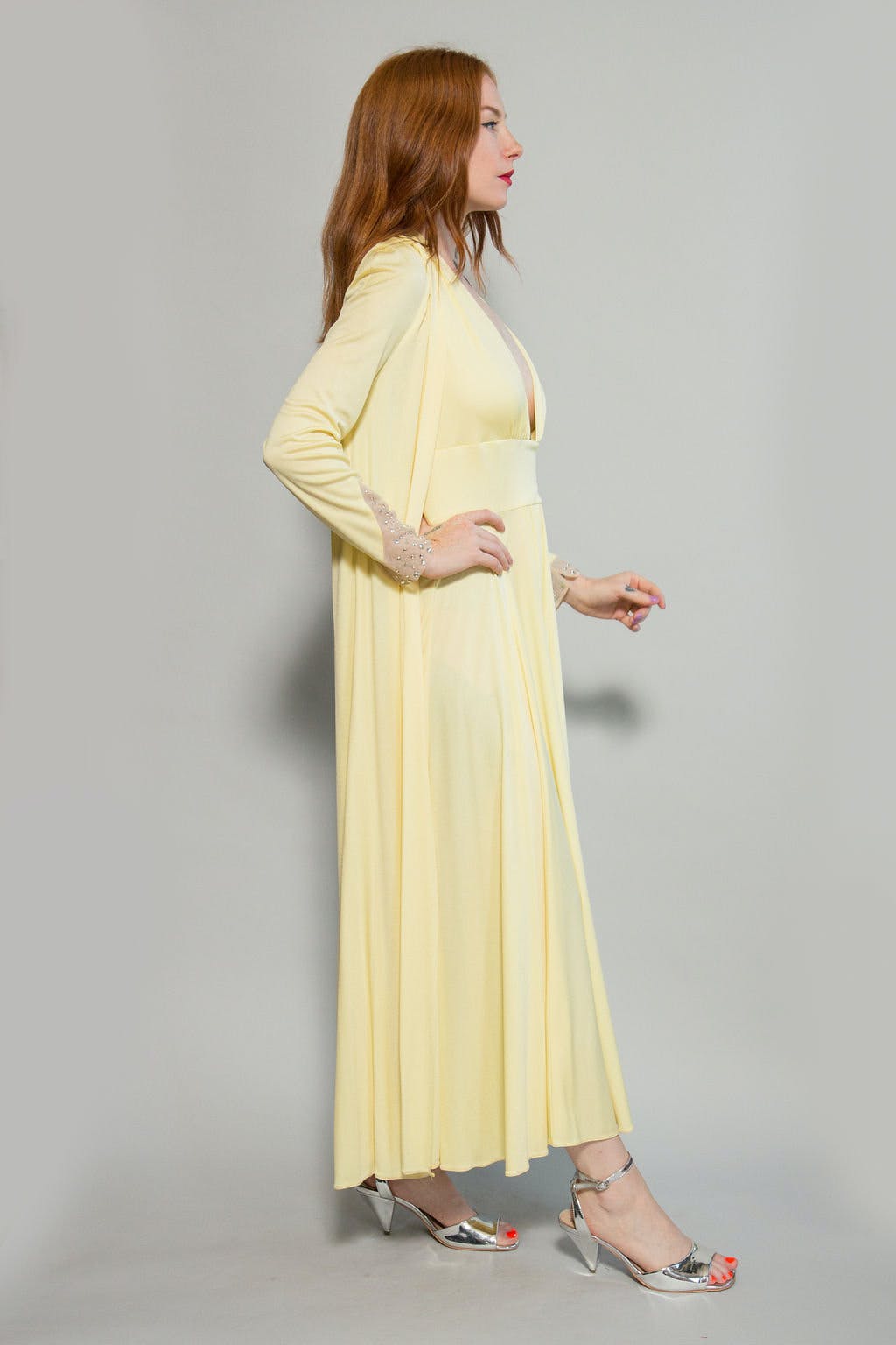 Vintage 70’s Light Yellow Sleeveless Maxi Dress and Duster Set | Shop ...