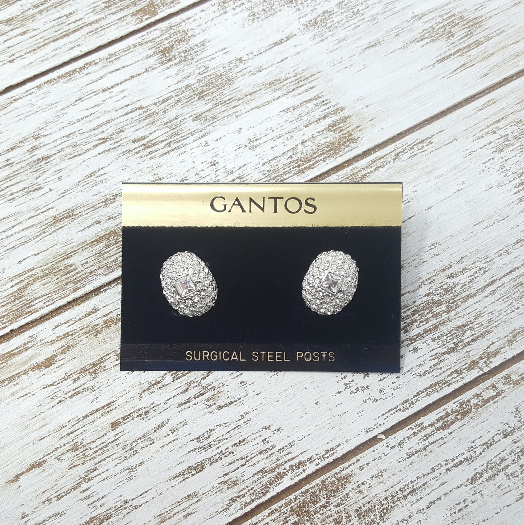 Vintage 80’s Clear Rhinestone Oval Stud Earrings by Gantos | Shop THRILLING