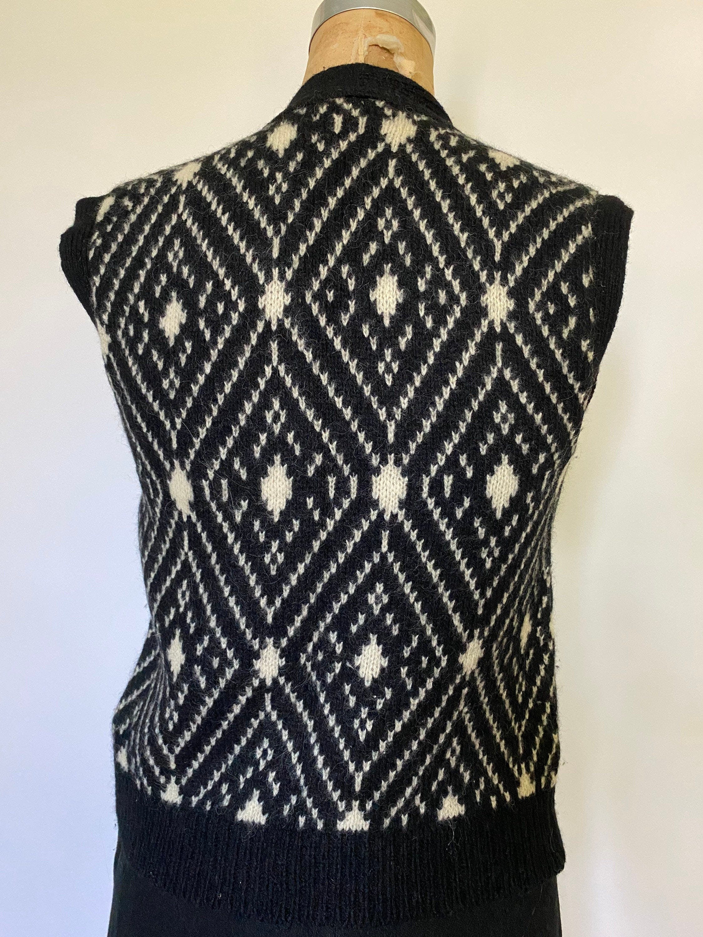 Vintage 70's Black and White Wool Vest | Shop THRILLING