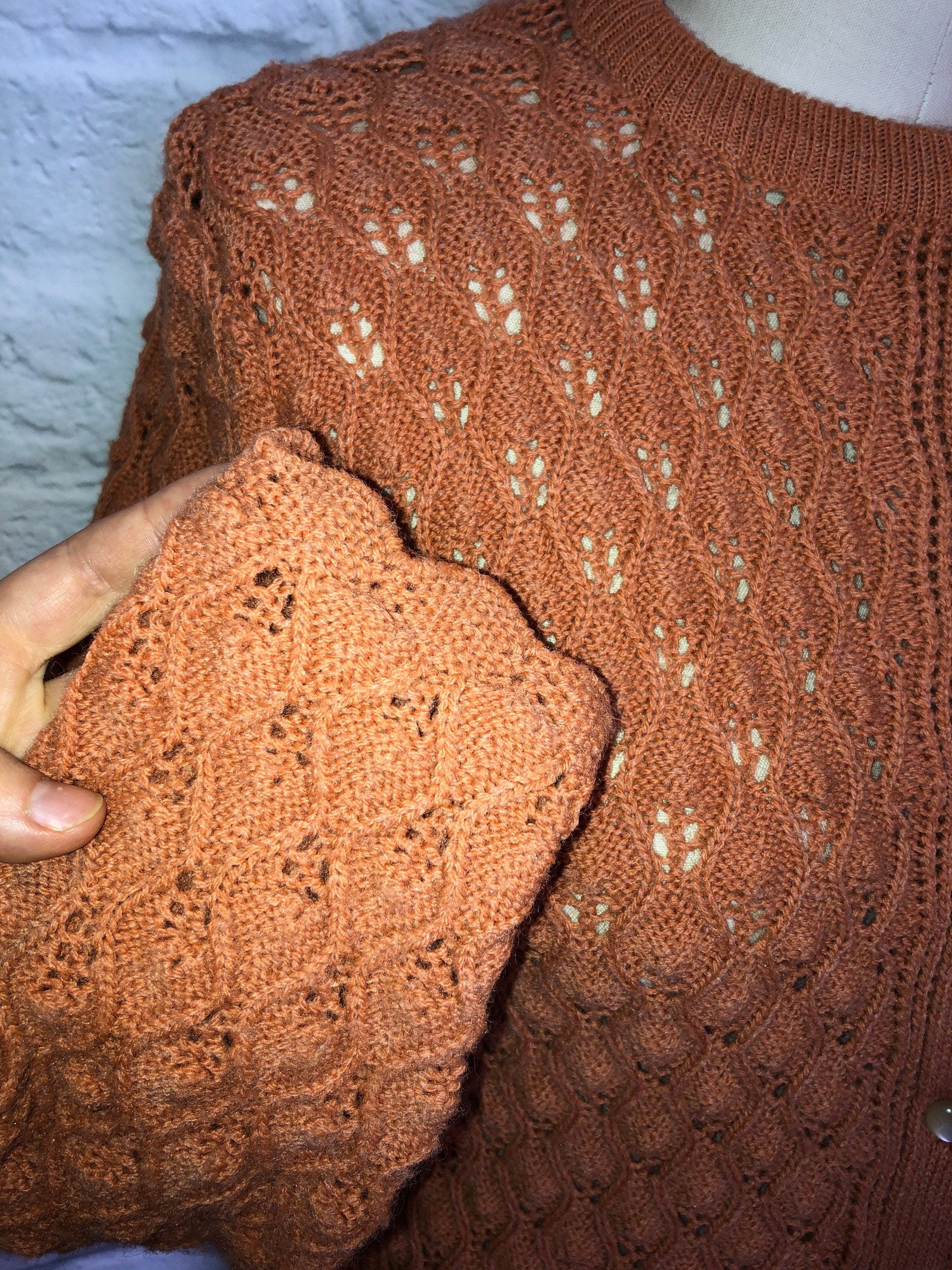 Vintage 70’s Rust Orange Knit Cardigan | Shop THRILLING