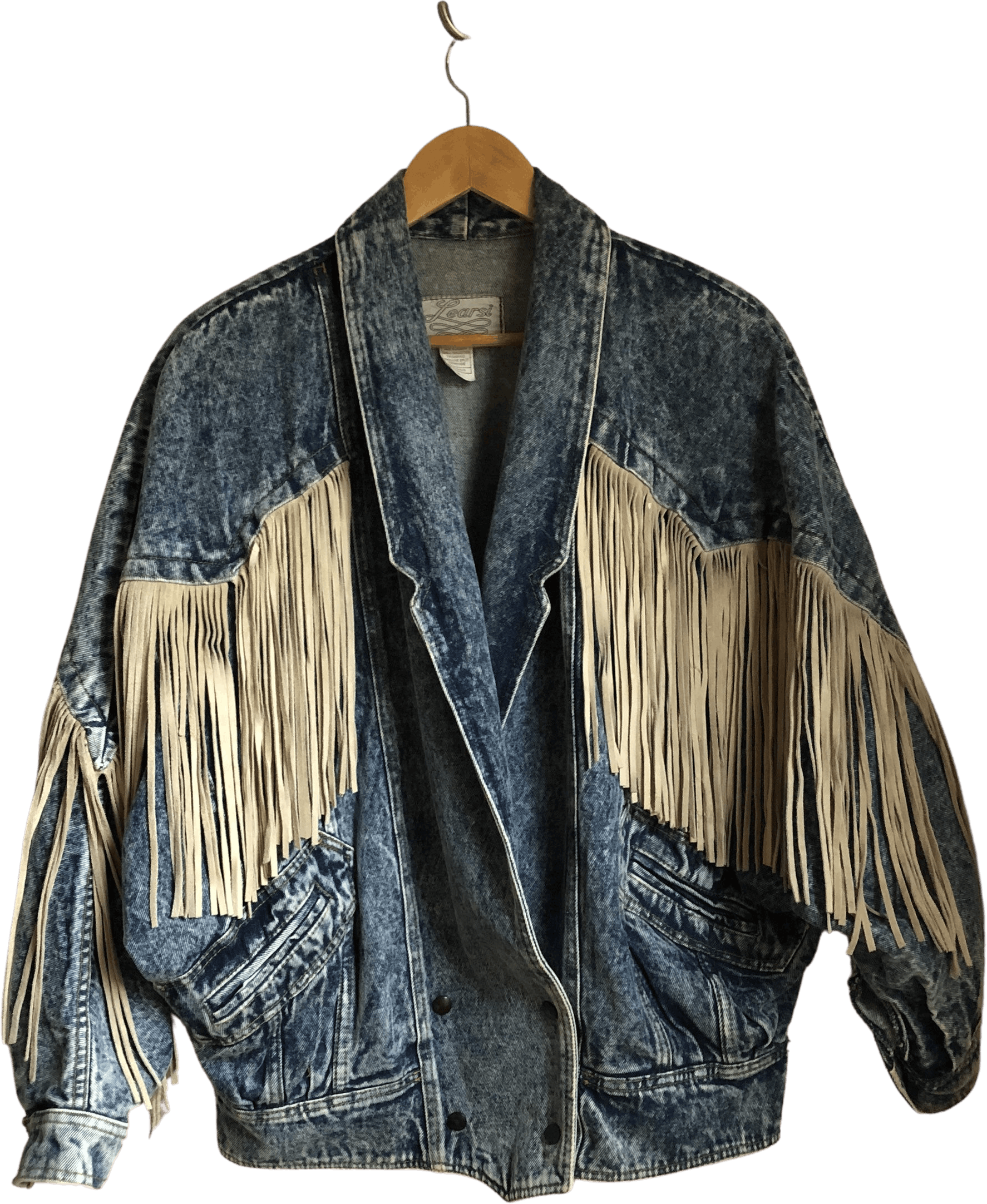 Vintage 80’s Blue Cowhide Fringe Denim Jacket | Shop THRILLING