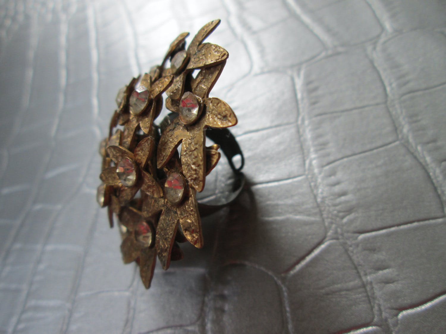 Vintage Gold with Rhinestone Floral Bundle Ring | Shop THRILLING