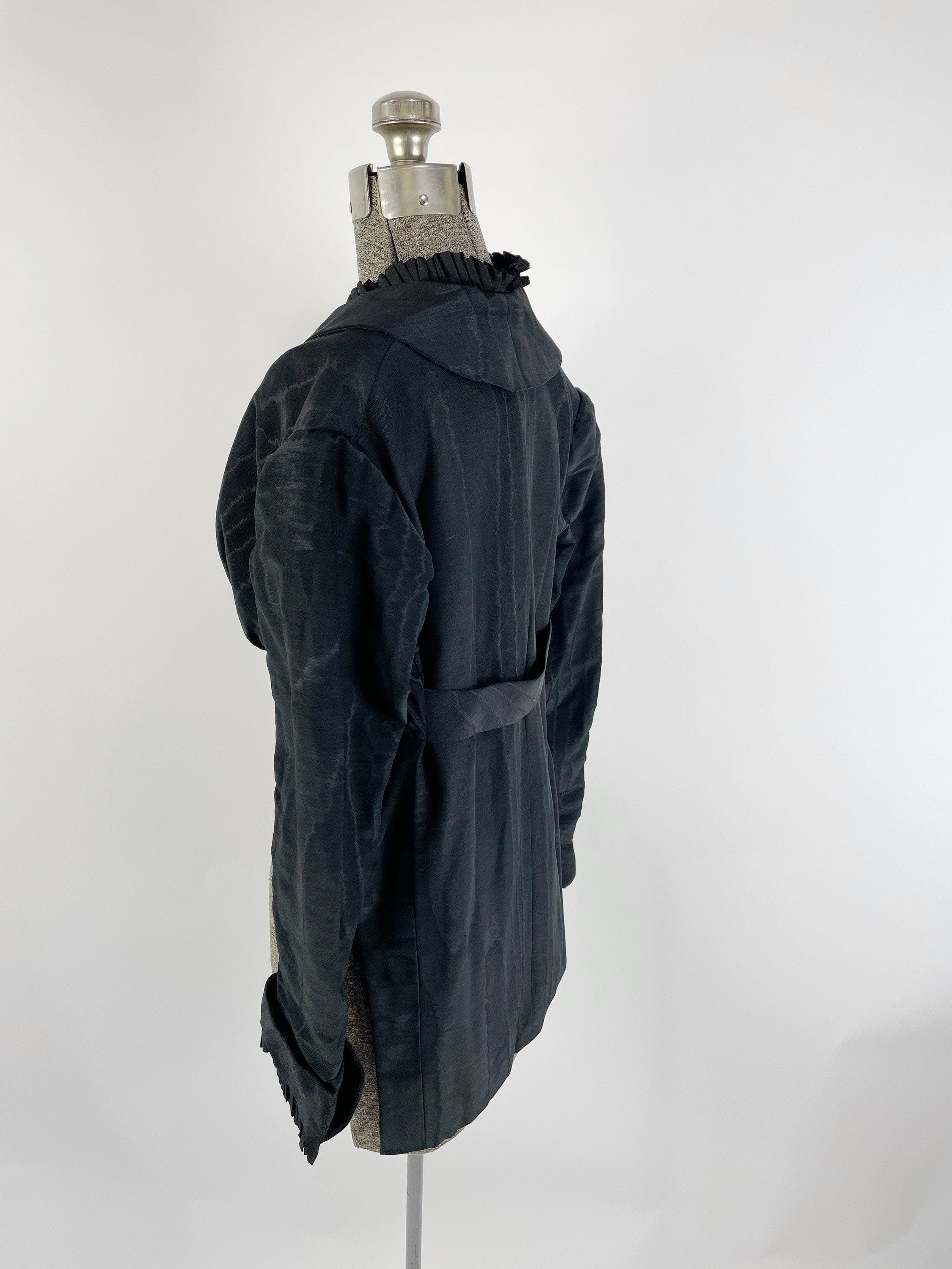 Vintage Edwardian Black Moire Cropped Walking Jacket with Tail | Shop ...