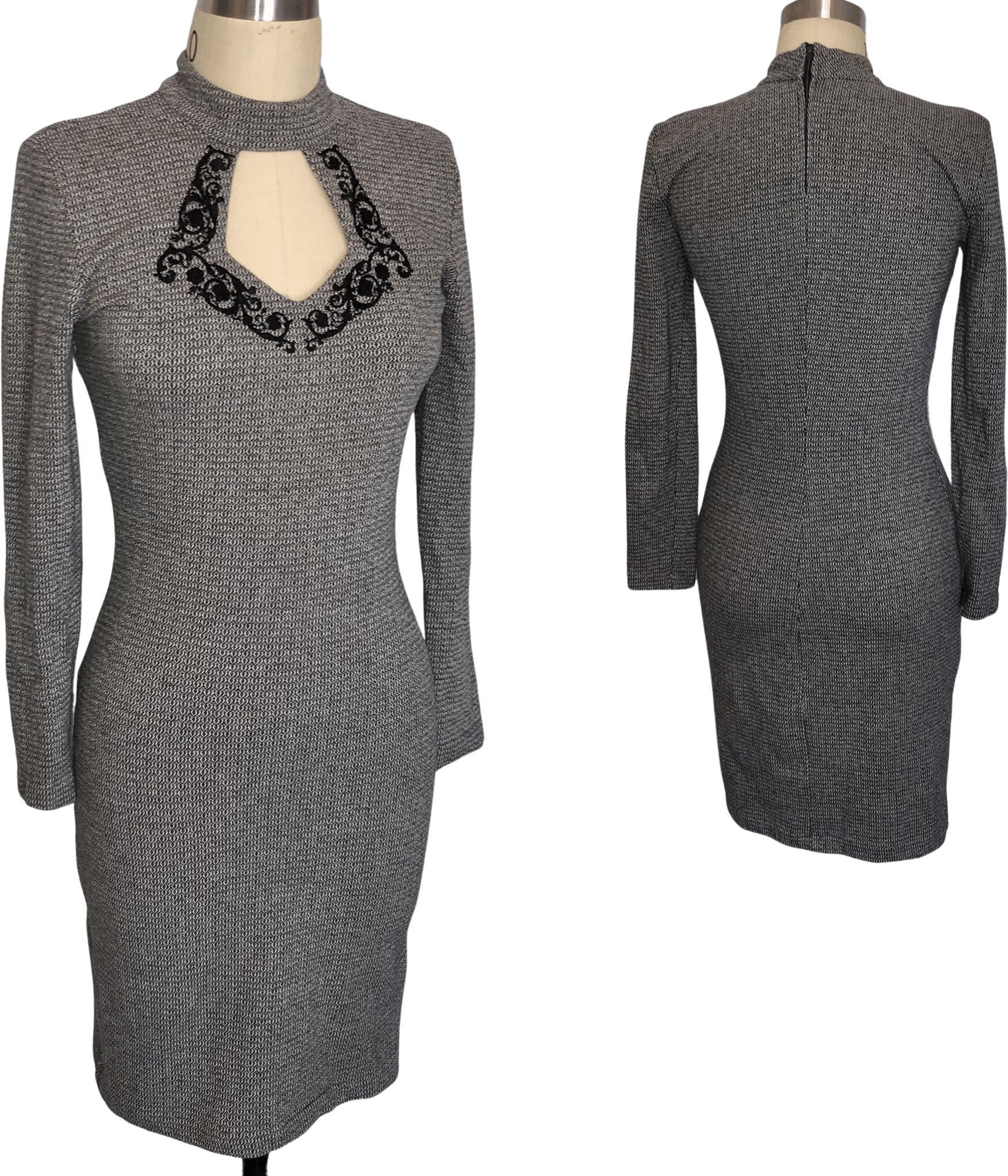 Vintage 90’s Gray Knit Keyhole Bodycon Dress by Fredricks of Hollywood ...