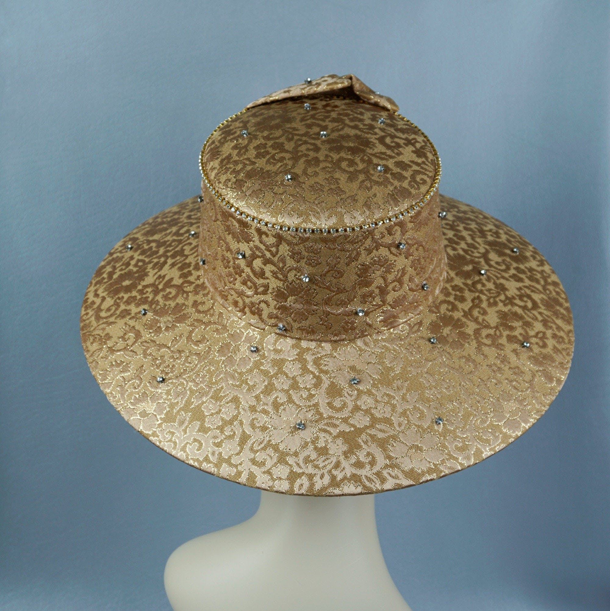 Vintage Gold Wide Brim Rhinestone Hat by Ben Marc | Shop THRILLING