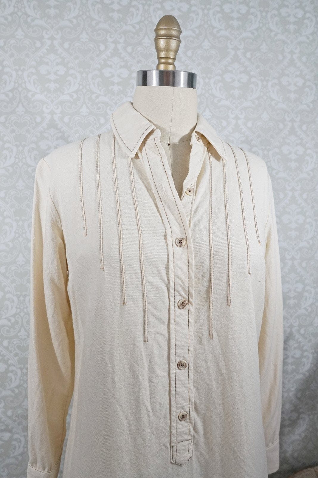 Vintage 70's Artsy Pintuck Henley Dress by The Art Shirt | Shop THRILLING