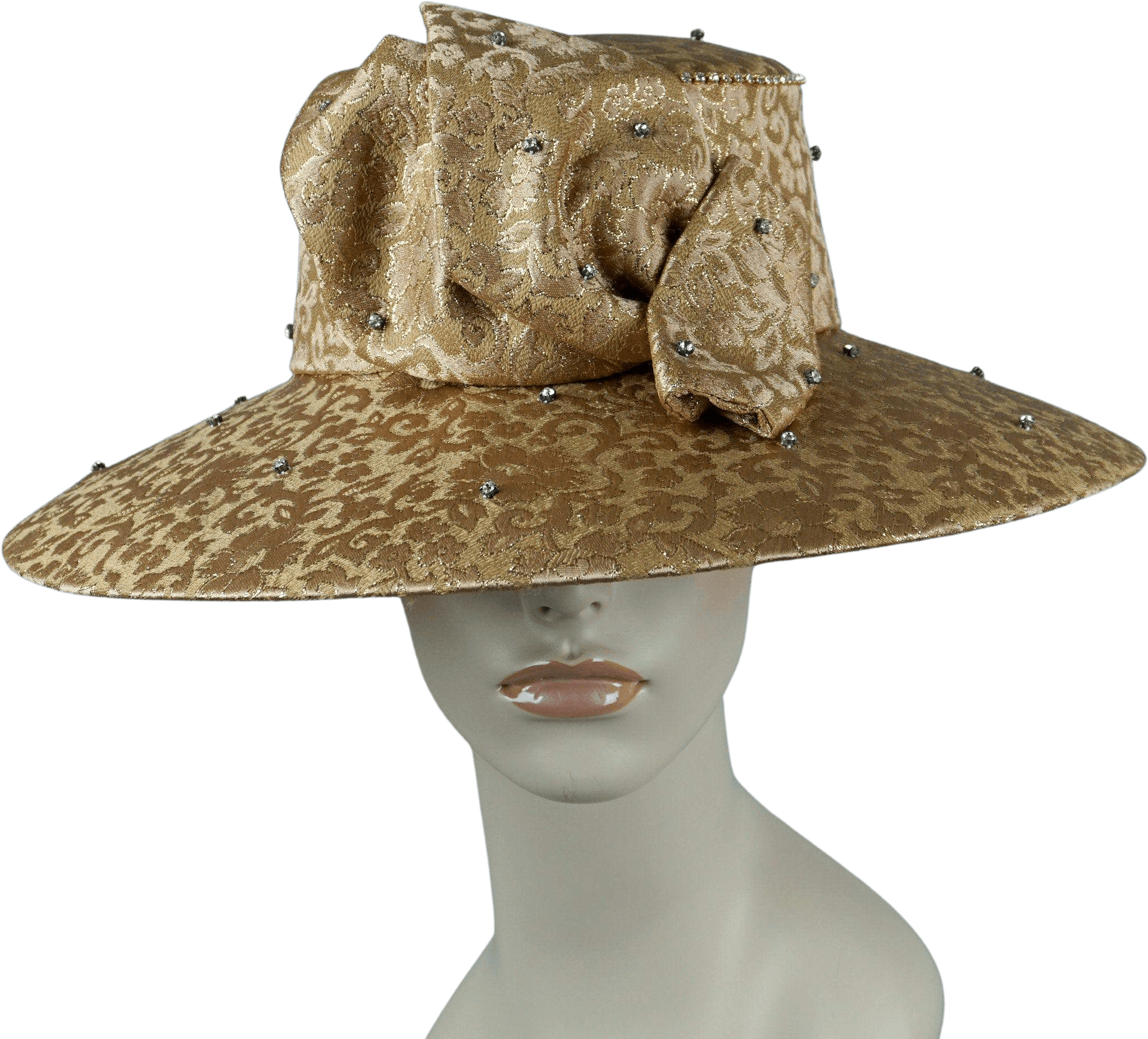 Vintage Gold Wide Brim Rhinestone Hat by Ben Marc | Shop THRILLING