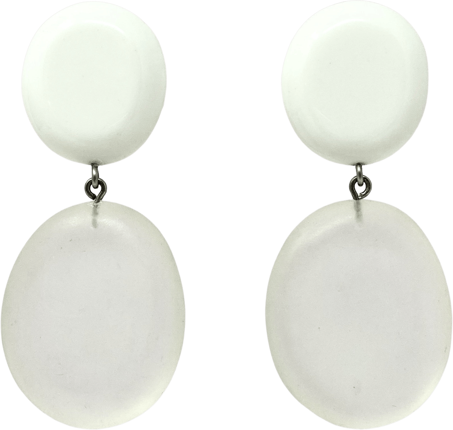 Vintage 80’s White and Clear Frosted Lucite Dangle Earrings by Gerda ...