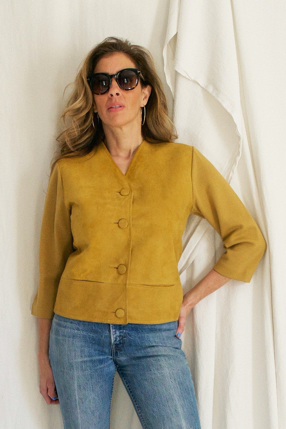 Vintage 60's Turmeric Yellow Suede Boxy Wool Jacket | Shop THRILLING