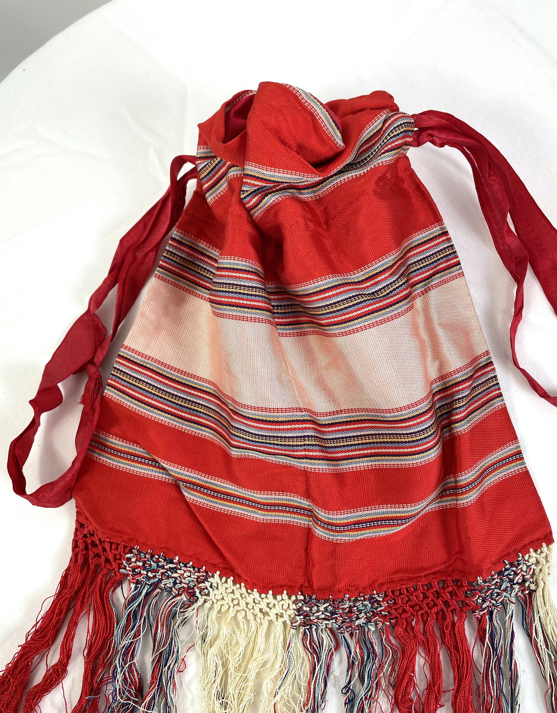 Vintage Edwardian Red Stripe Silk Drawstring Purse | Shop THRILLING